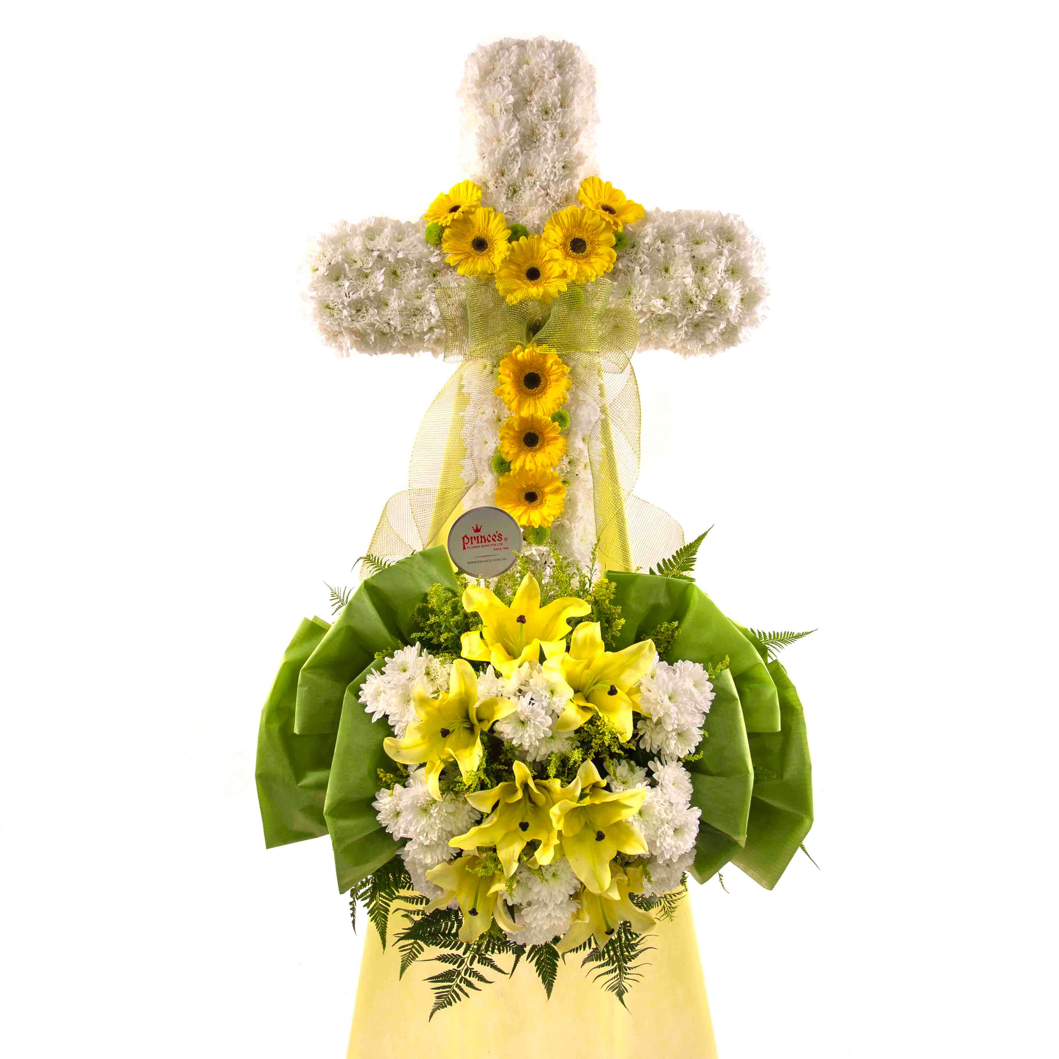 Condolence Cross Wreath - God Enfolds - Prince Flower Shop
